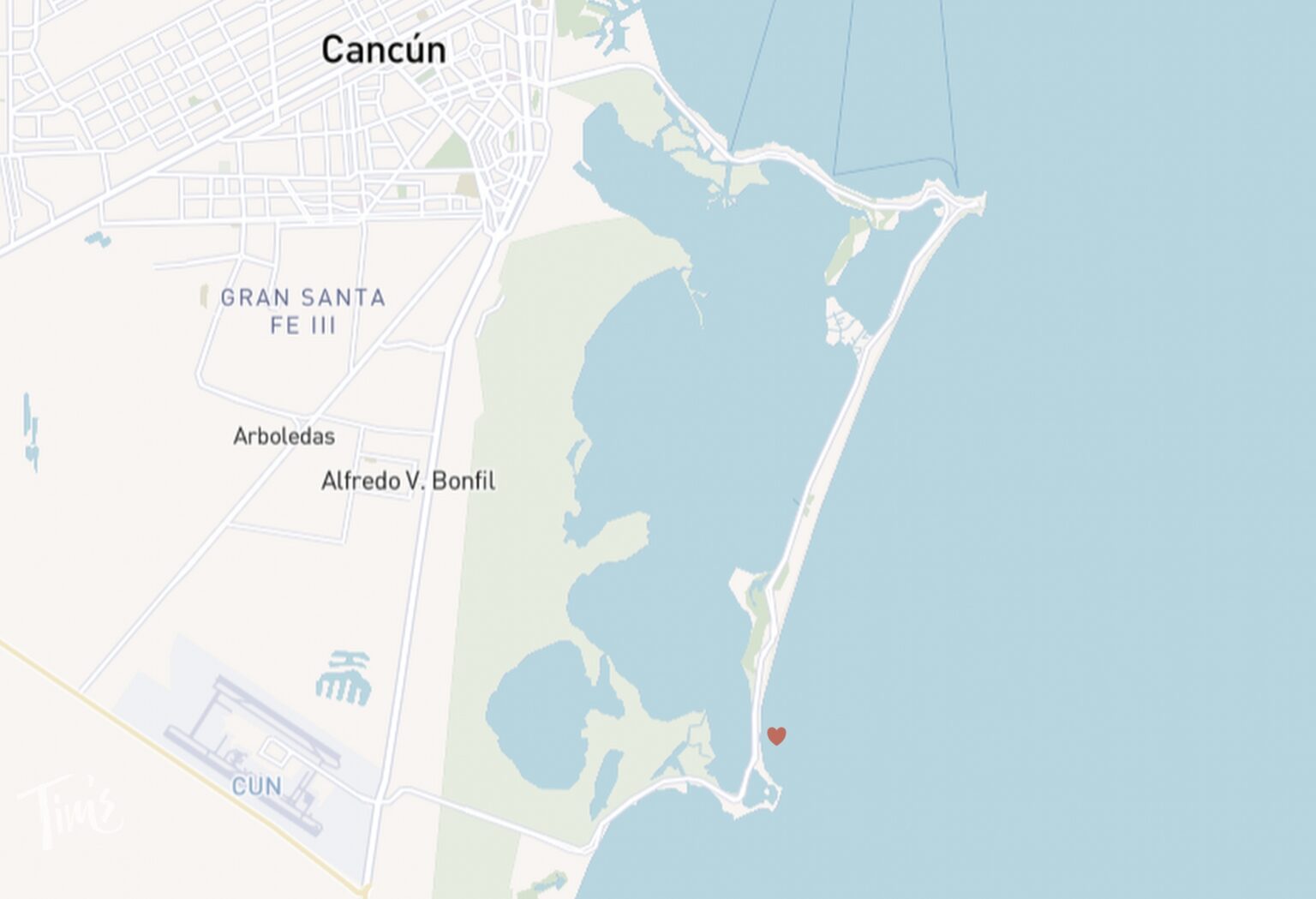 Mapa de la Zona Hotelera de Cancún y la figura del 7 | Alquileres ...