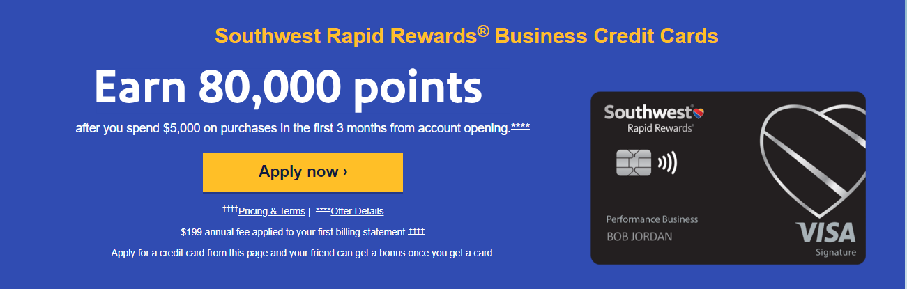 Current Southwest Credit Card Sign Up Bonus with Chase